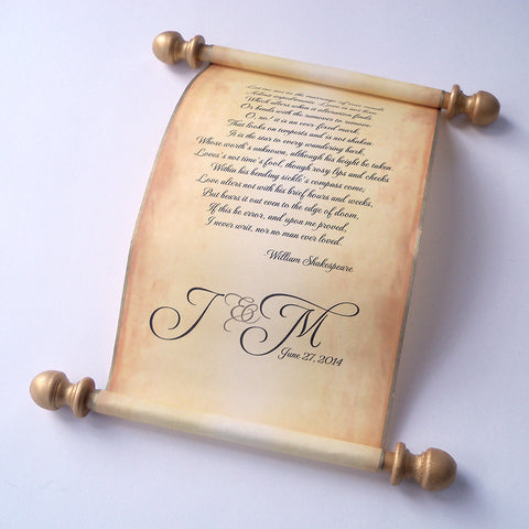Wedding vows custom printed scroll on aged parchment, marriage proposal ...